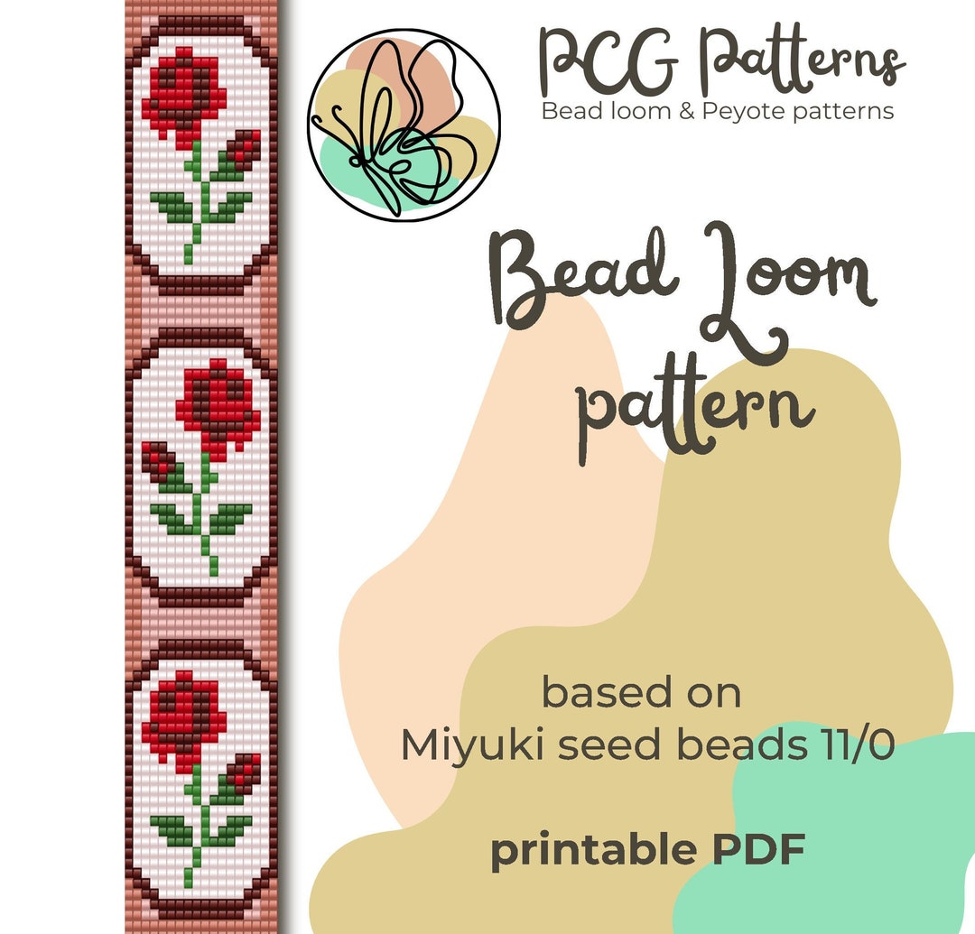 Framed Roses Bead Loom Pattern - Bead Loom Bracelet Pattern - Etsy