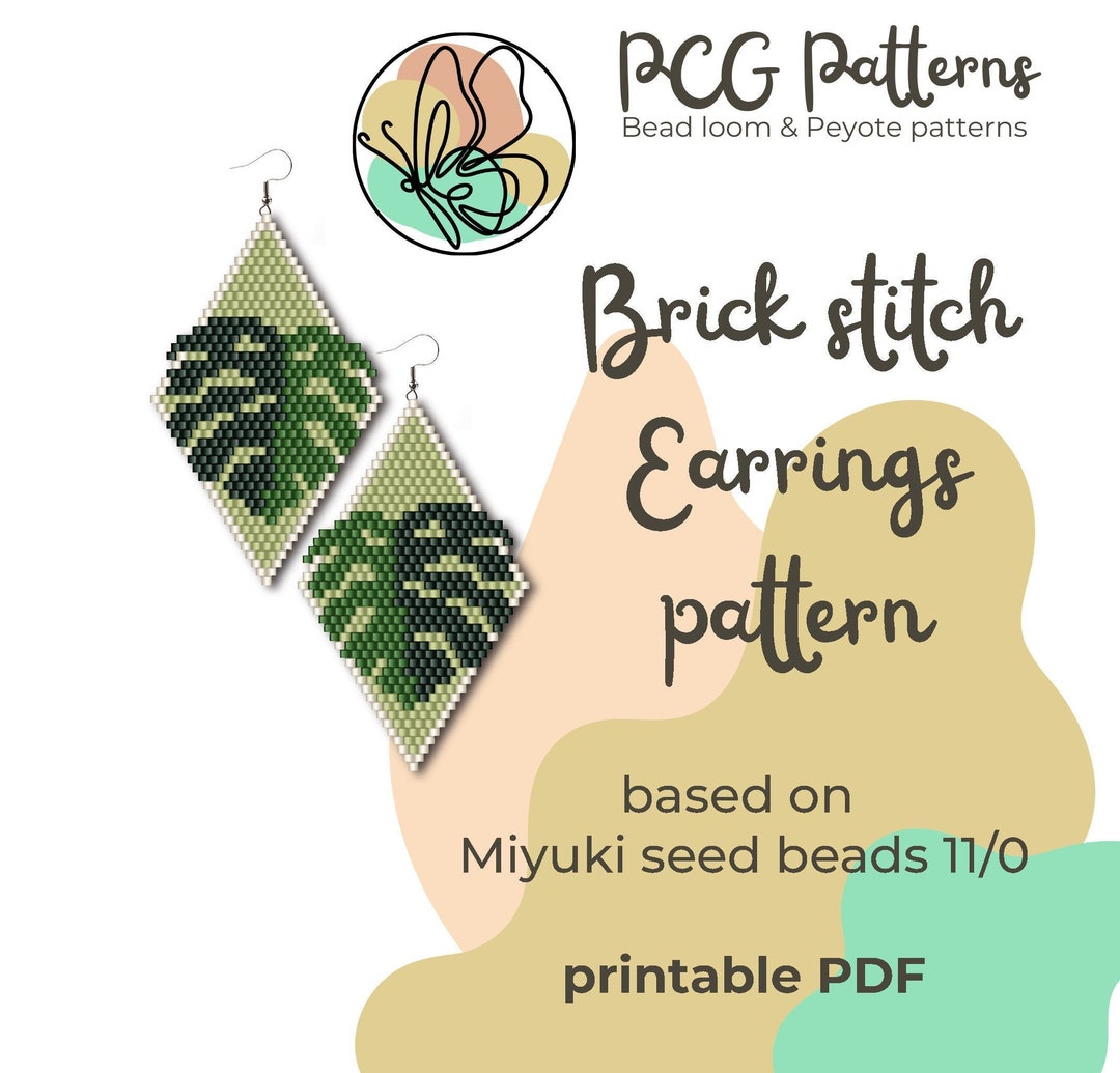 Monstera Brick Stitch Earrings Pattern - PDF Instant Download - Etsy