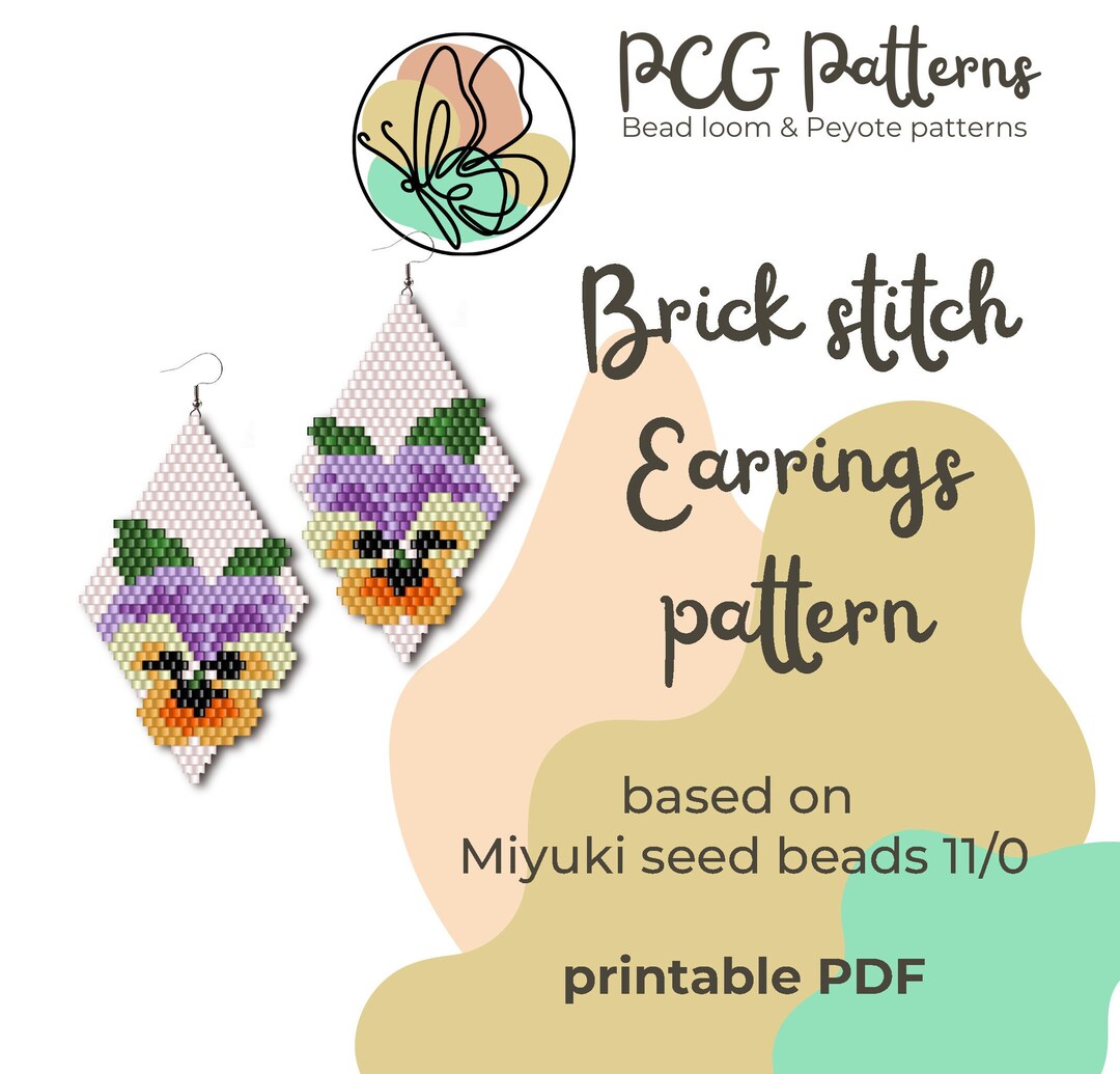 Pansies Brick Stitch Earrings Pattern - PDF Instant Download - Etsy