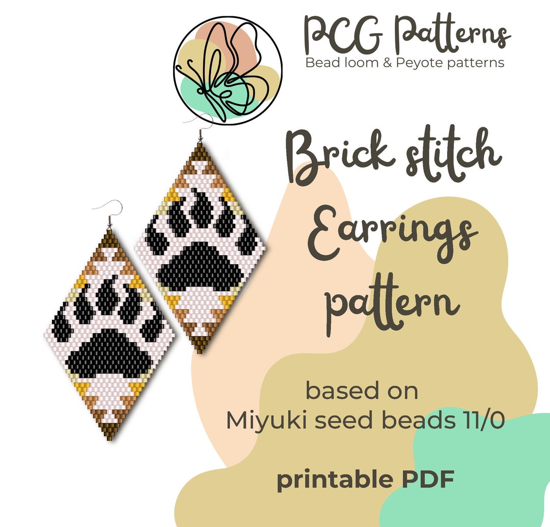 Bear Paw Wood Native Brick Stitch Earrings Pattern - PDF Instant ...