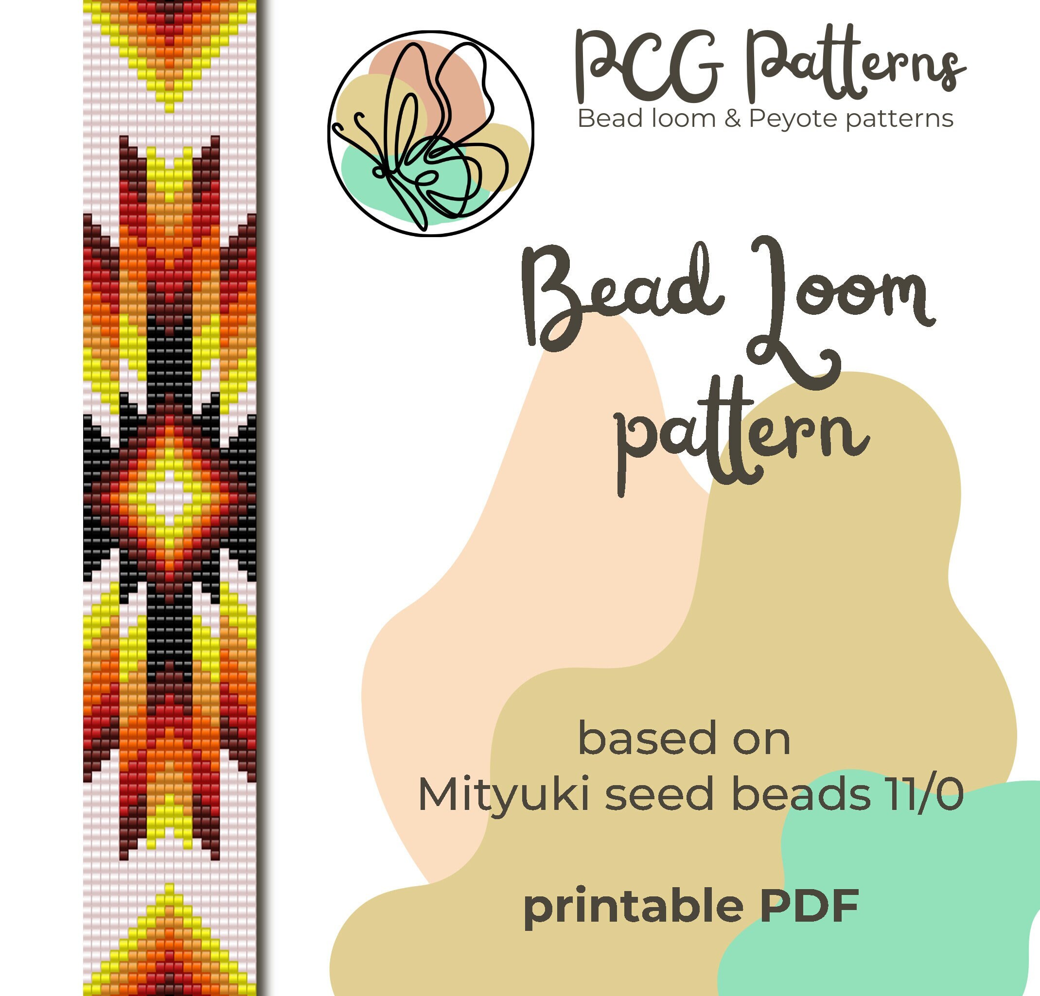 Native Inspired Bead Loom Pattern Fire Stone Loom Bracelet - Etsy