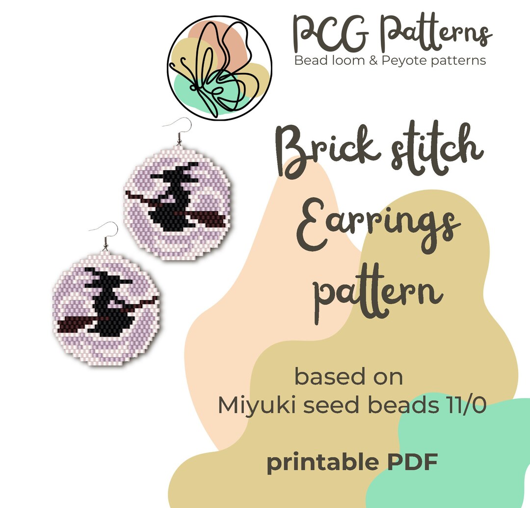 Halloween Witch Moon Brick Stitch Earrings Pattern - PDF Instant ...