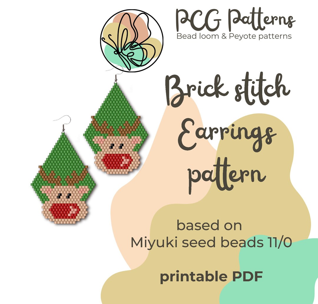 Christmas Deer Brick Stitch Earrings Pattern - PDF Instant Download - Etsy