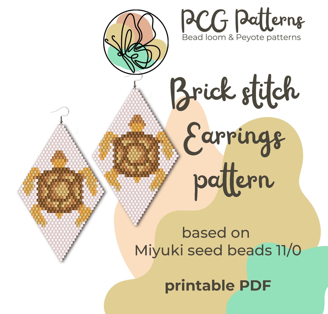 Golden Turtle Brick Stitch Earrings Pattern - PDF Instant Download - Etsy