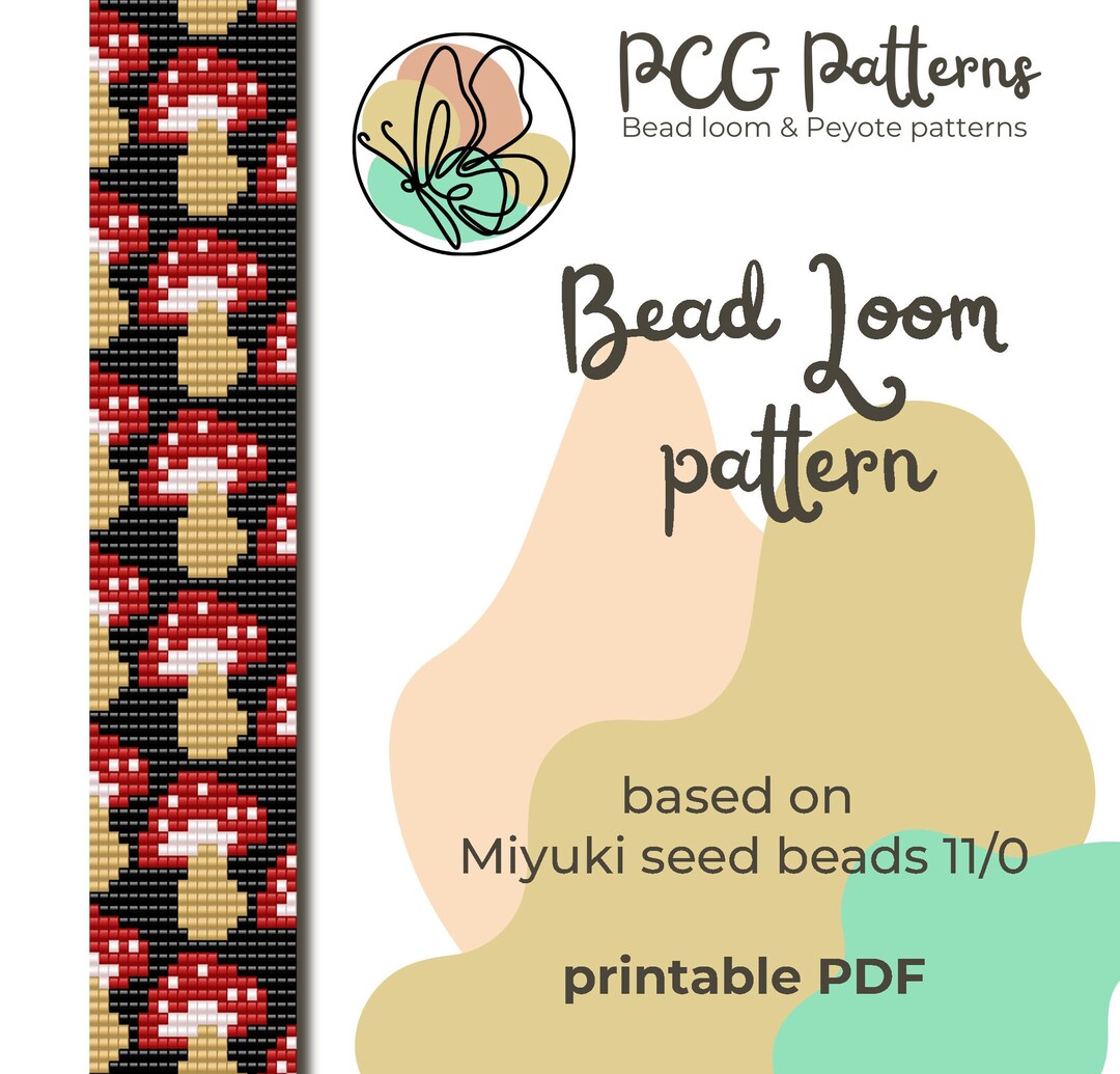 Fly Amanita Mushrooms Bead Loom Pattern - Bead Loom Bracelet Pattern - Etsy