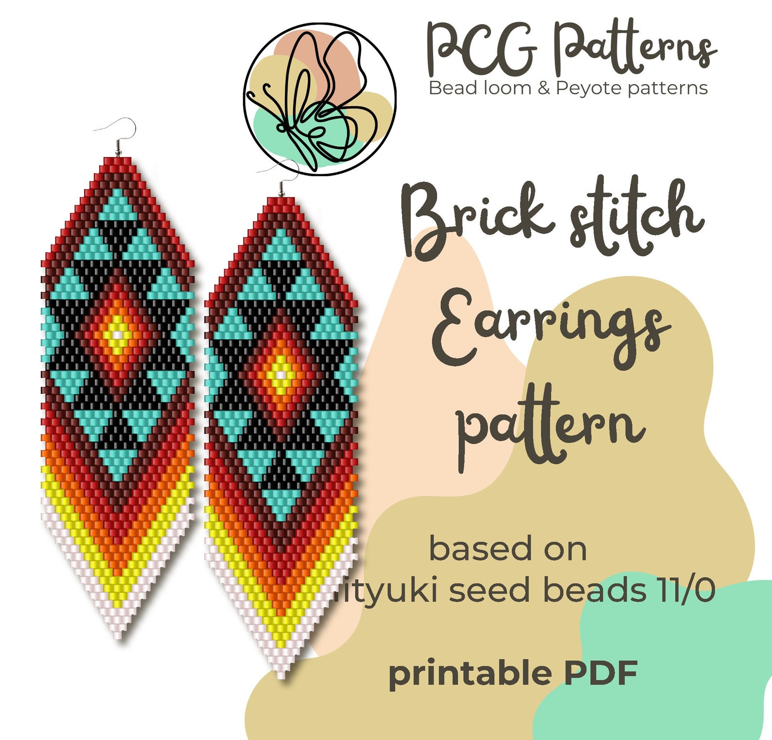 Native Pattern the Moon Brick Stitch Earrings Pattern PDF - Etsy