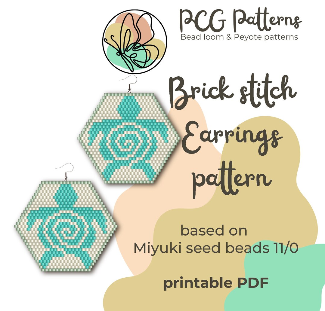 Ethnic Turtle Hexagon Brick Stitch Earrings Pattern - PDF Instant ...