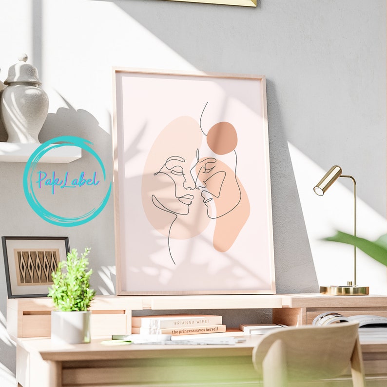Single Line Art Boho Faces, Digital Files, Multiple Ratios, Big Wall ...