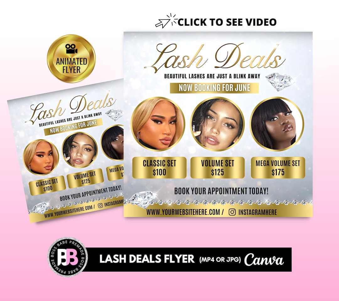 Lash Deals Flyer, Lash Sale Flyer, Mink Lash Sale Flyer , Lash Canva ...