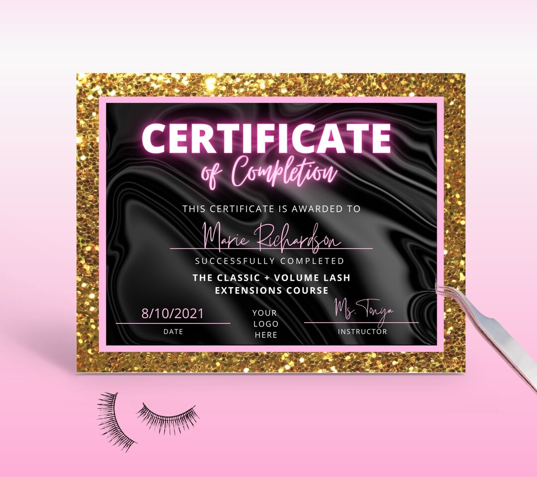 LASH CERTIFICATE Training Class Certificate Lash Class Lash - Etsy