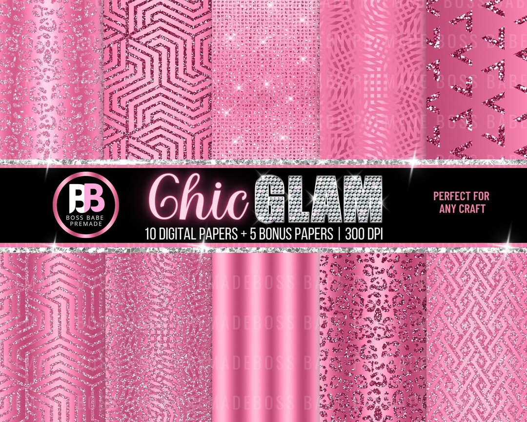 PINK GLAM DIGITAL Papers Glitter Paper Diamond Paper Pink - Etsy