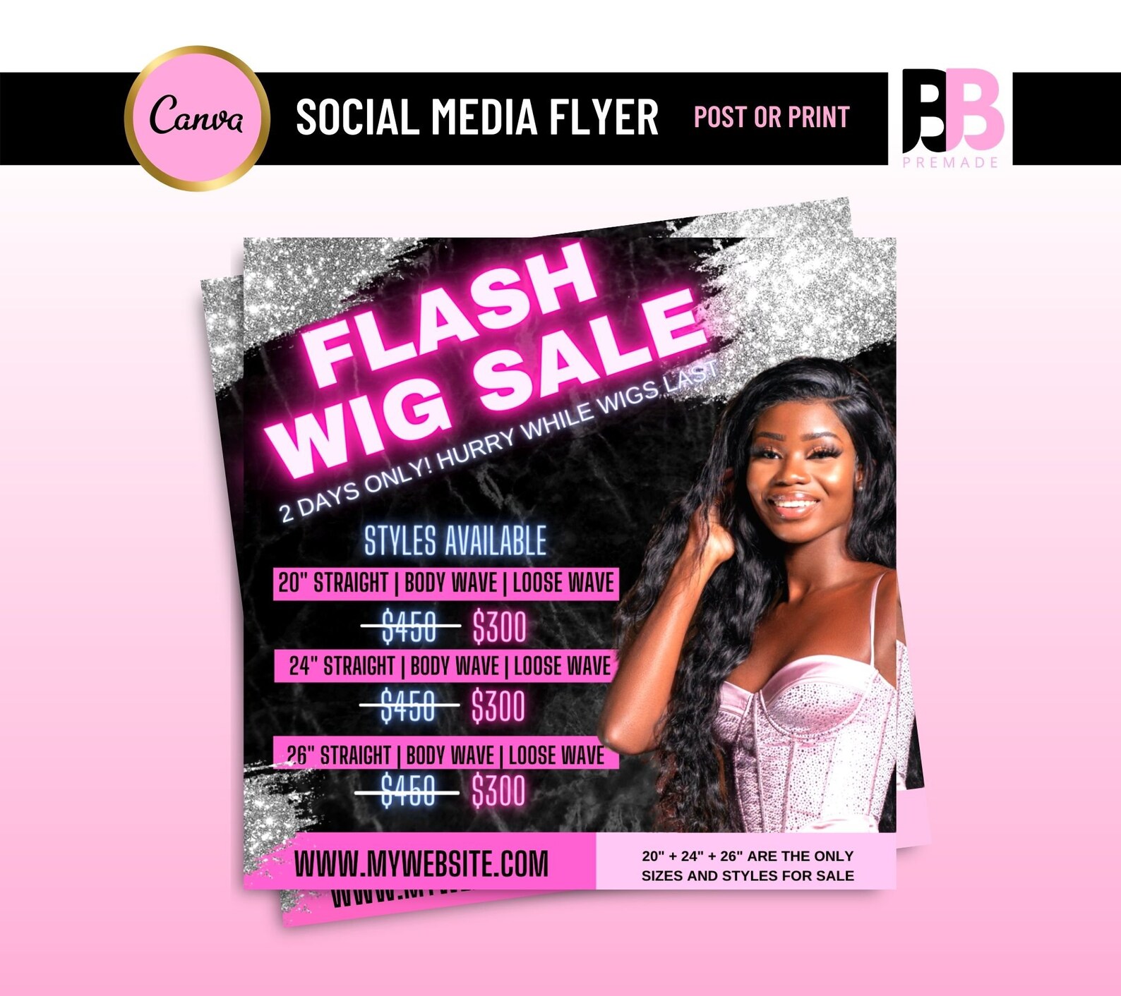 WIG SALE FLYER Social Media Flyer Beauty Template Premade | Etsy