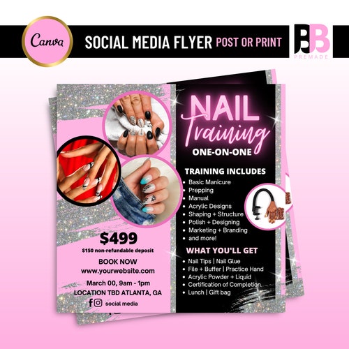 NAIL TRAINING FLYER Nail Tech Esthetician Flyer Spa Flyer - Etsy