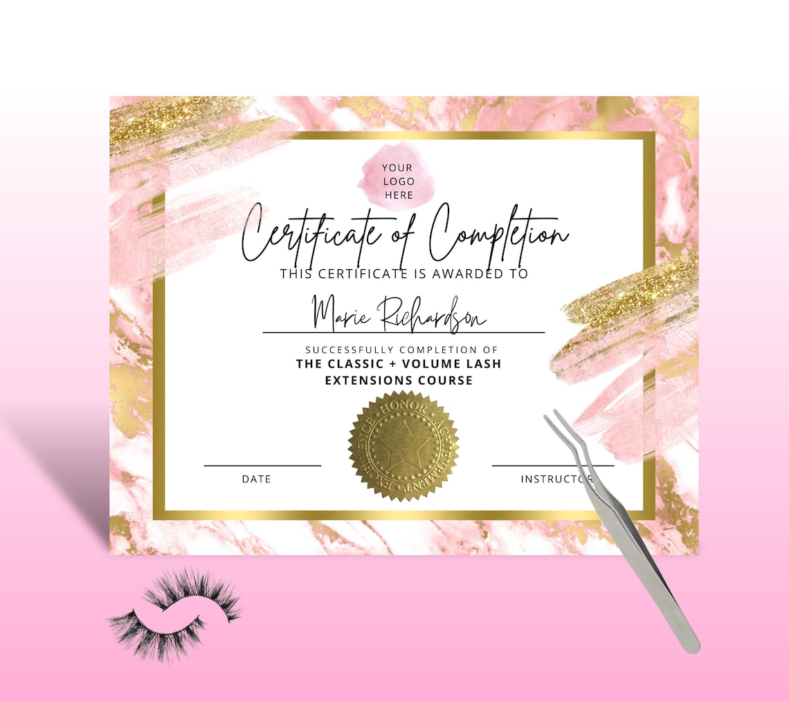 LASH CERTIFICATE Training Class Certificate Lash Class Lash - Etsy