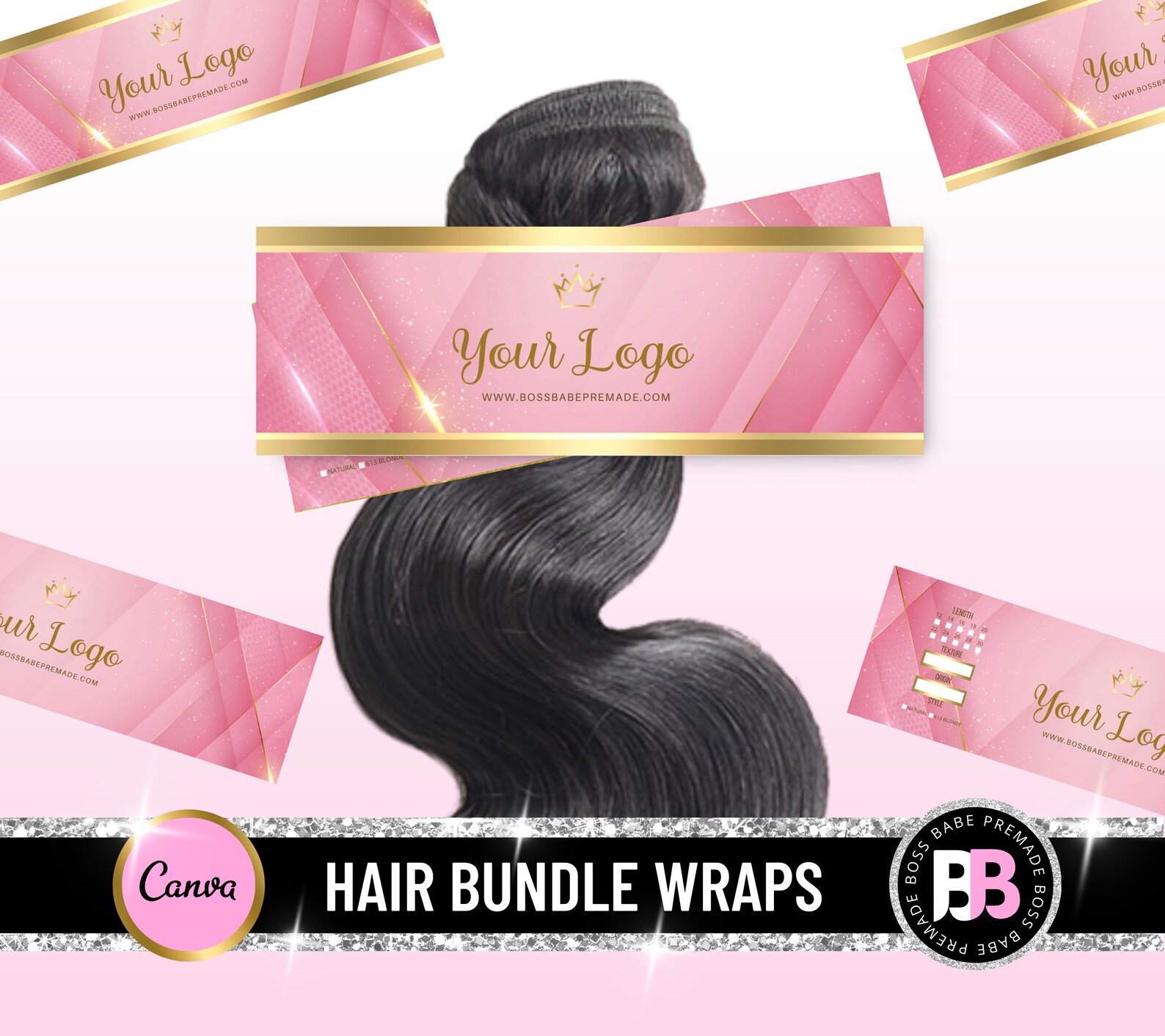 Hair Bundle Wraps Edit in Canva Premade Design Only YOU - Etsy