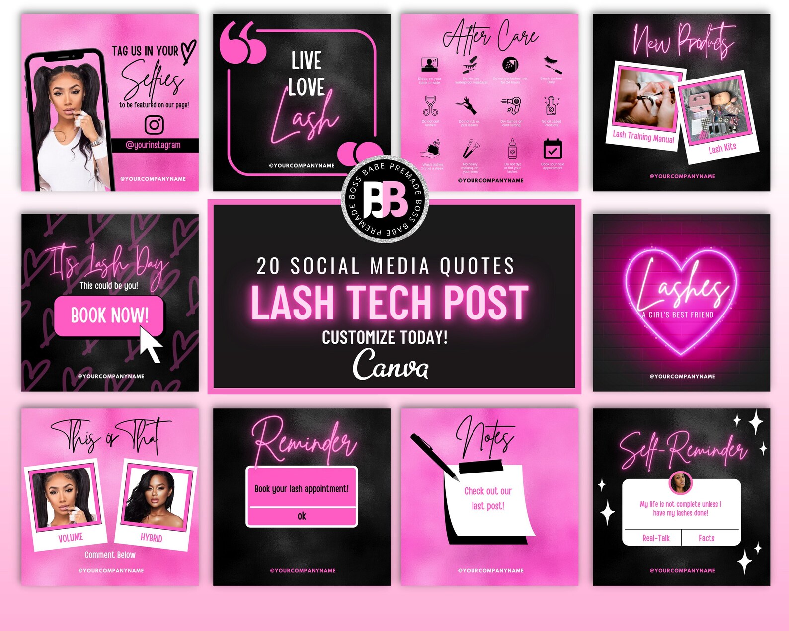 Lash Social Media Post Lash Tech Flyers Lash Post Black and - Etsy