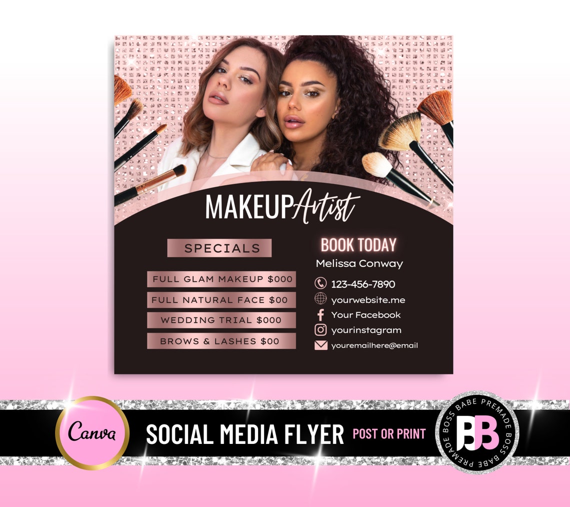 MAKEUP ARTIST FLYER Social Media Flyer Beauty Template - Etsy