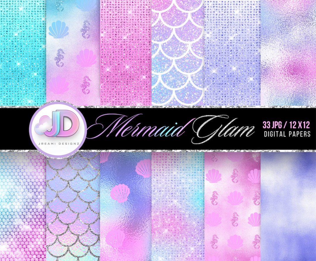 Mermaid Digital Paper - Etsy