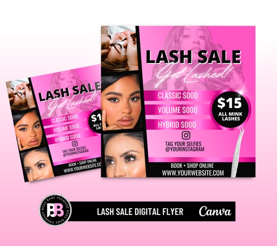 Lash Sale Flyer Lashes Social Media Flyer Digital Flyer E - Etsy