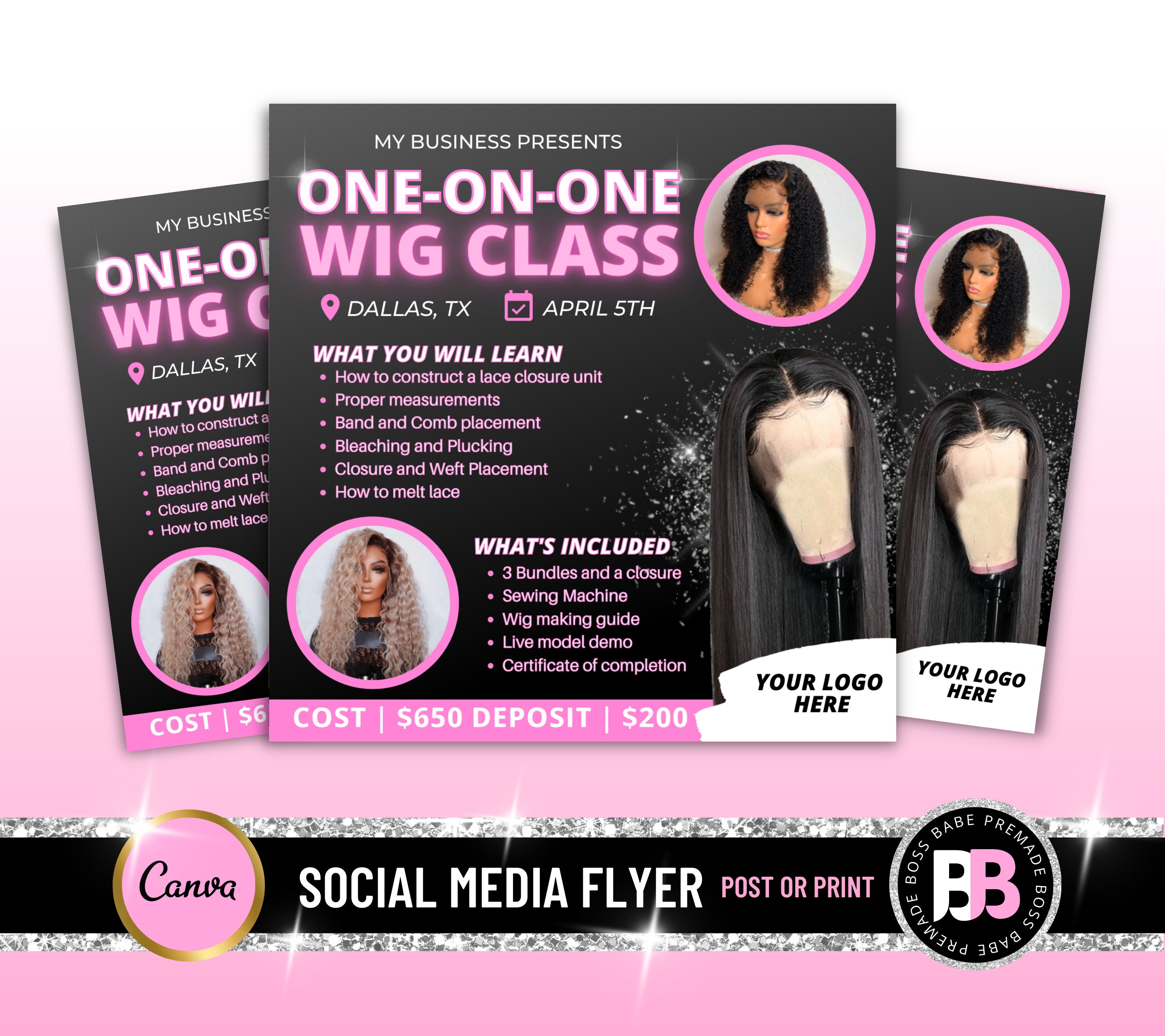 Design & Templates Paper flyer design Wig Class flyer hair bundles weft ...
