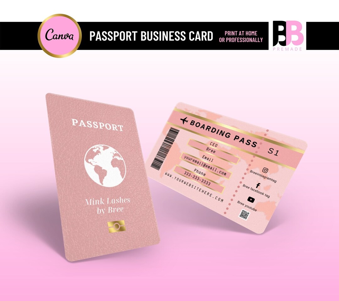 DIY PASSPORT BUSINESS Cards, Boarding Pass Business Cards , Travel ...