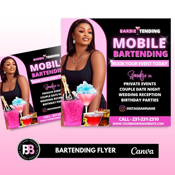 Bartender Business Card Template - Etsy