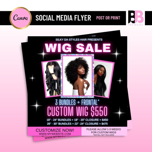 WIG CONSTRUCTION Flyer Social Media Flyer Beauty Template - Etsy