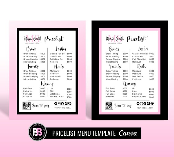Menu Printable Store Menu Sign Pricelist Printable Price | Etsy