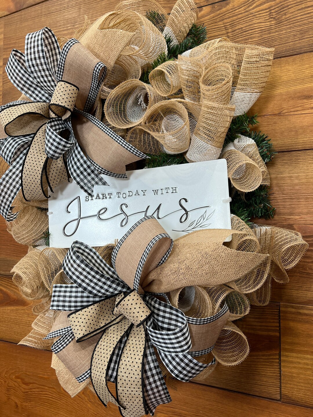 Start Today With Jesus Wreath, Front Door Wreath Natural Theme, Faith ...