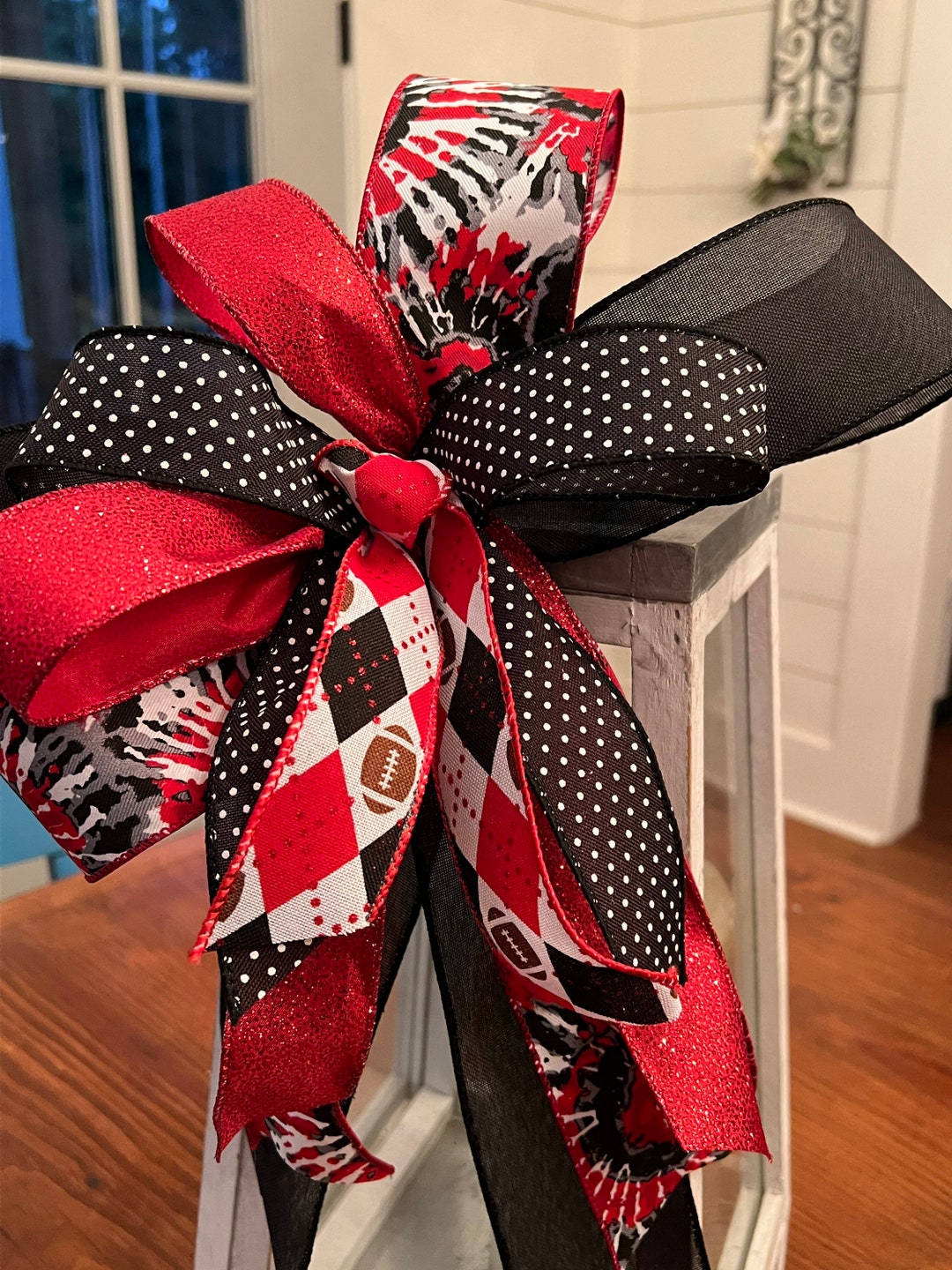 UGA Bow for Wreath, Georgia Bulldogs Decoration, Mailbox Ribbon for ...