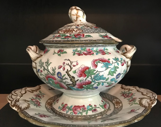 Early Minton Indian Tree Tureen With Lid and Underplate BB NEWSTONE ...
