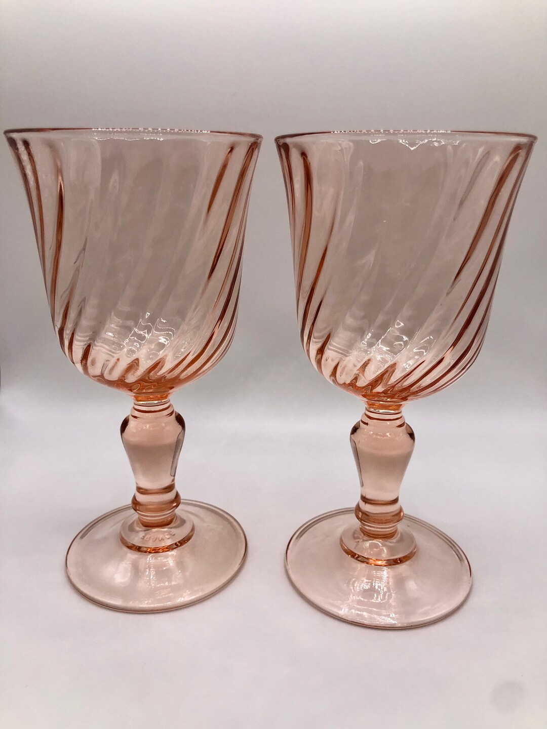 French Vintage Cristal Darques Rosaline Pink Optic Swirl Wine Glass ...