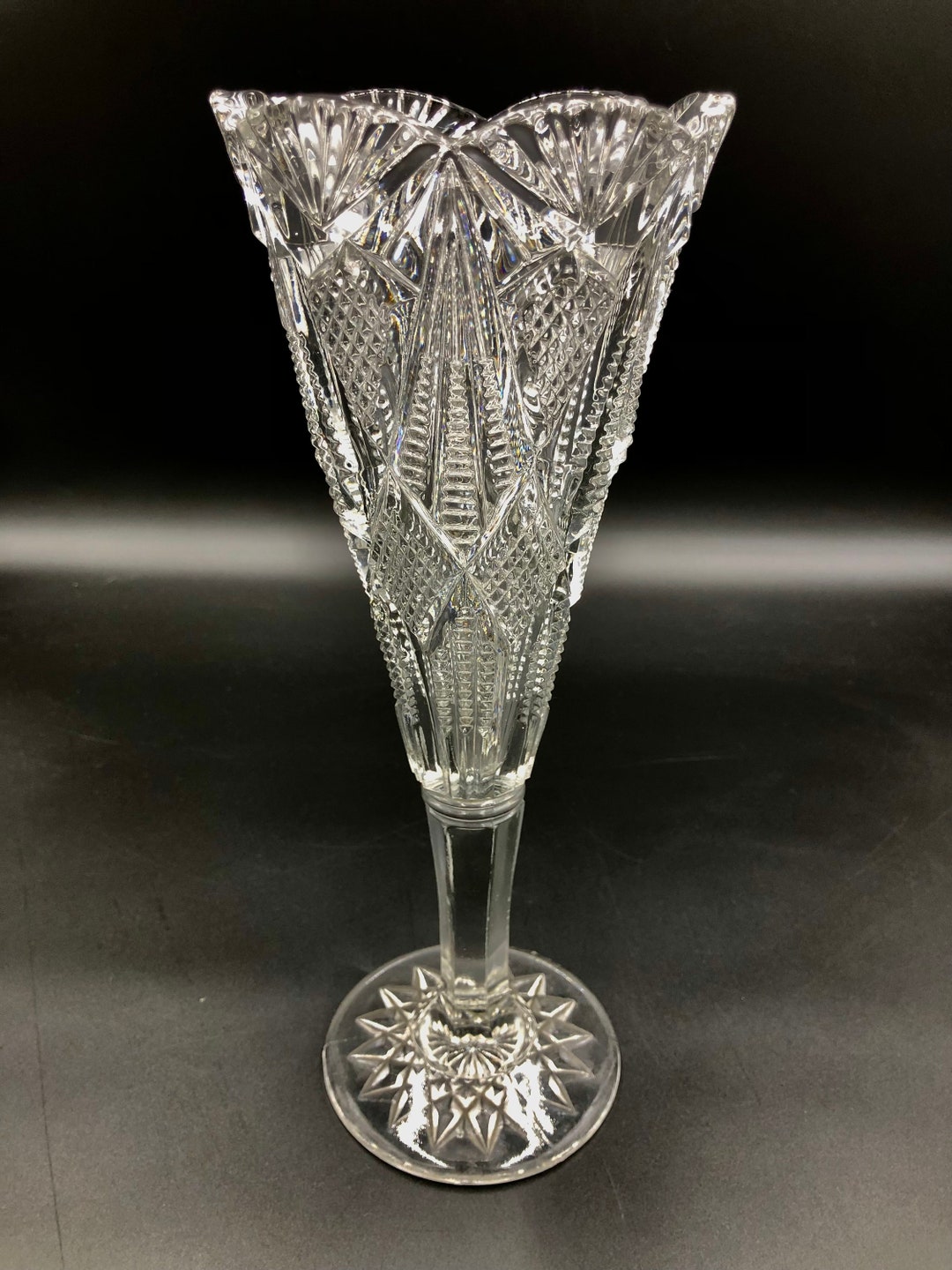 Antique EAPG Cooperative Flint Magna Clear Vase 12” - Etsy
