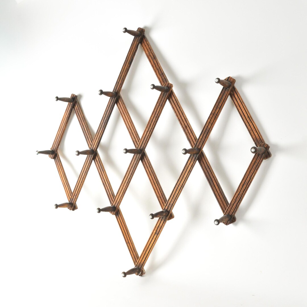 Extra Large Antique Accordion Peg Wall Rack With Porcelain Tips - Etsy