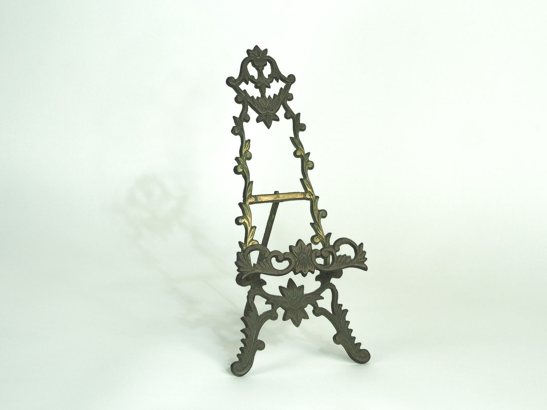 Vintage Brass Easel Display Stand Made in Taiwan Andrea by Sadek Plate ...