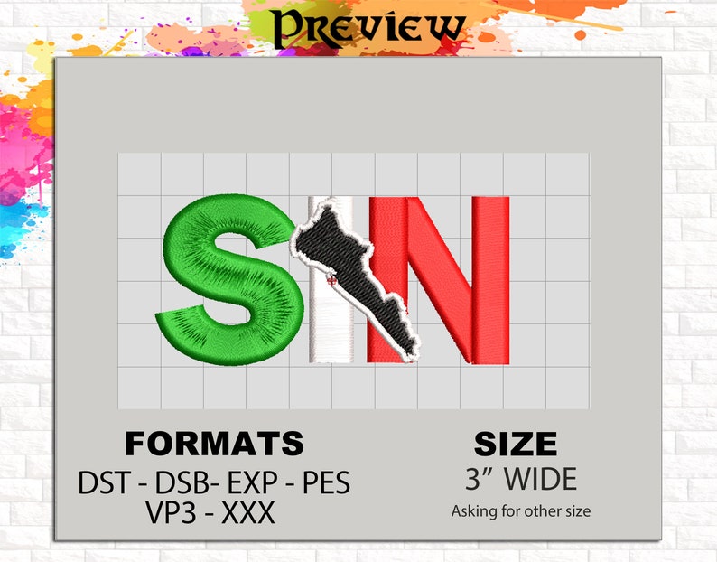 Sinaloa SIN Mexico Logo Embroidery Design Digital File - Etsy