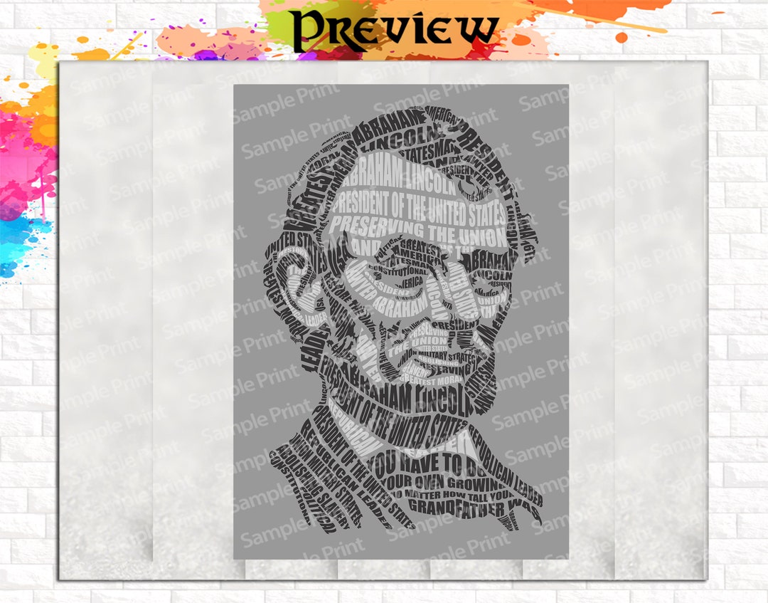 Abraham Lincoln Calligram IMAGE 7 Files - Etsy