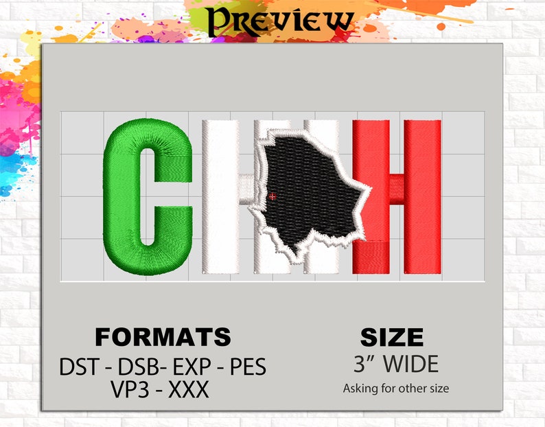 Chihuahua CHIH Mexico Logo Embroidery Design Digital - Etsy