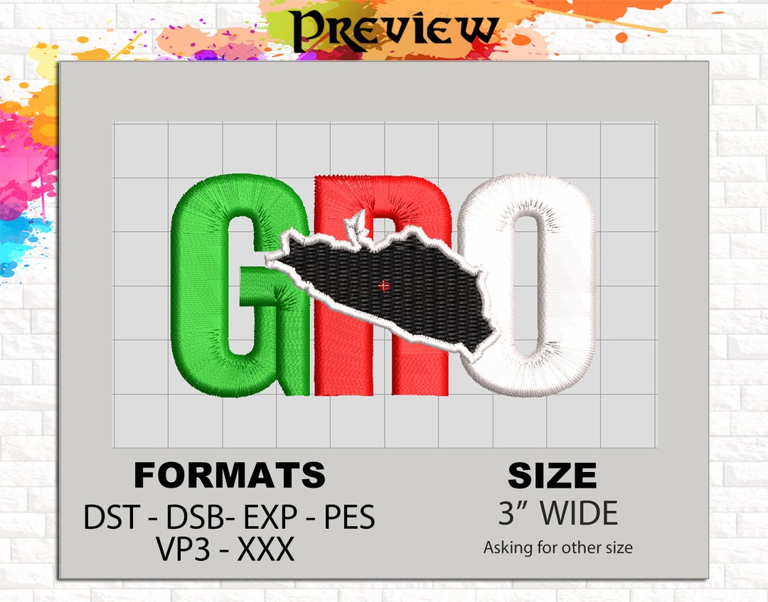 Guerrero | GRO | Mexico | Logo Embroidery Design | Digital File Only - Etsy