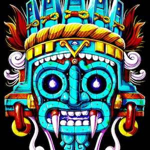 HALFTONE Aztec God Tlaloc | Mexican Art | Mexican Culture Gods ...