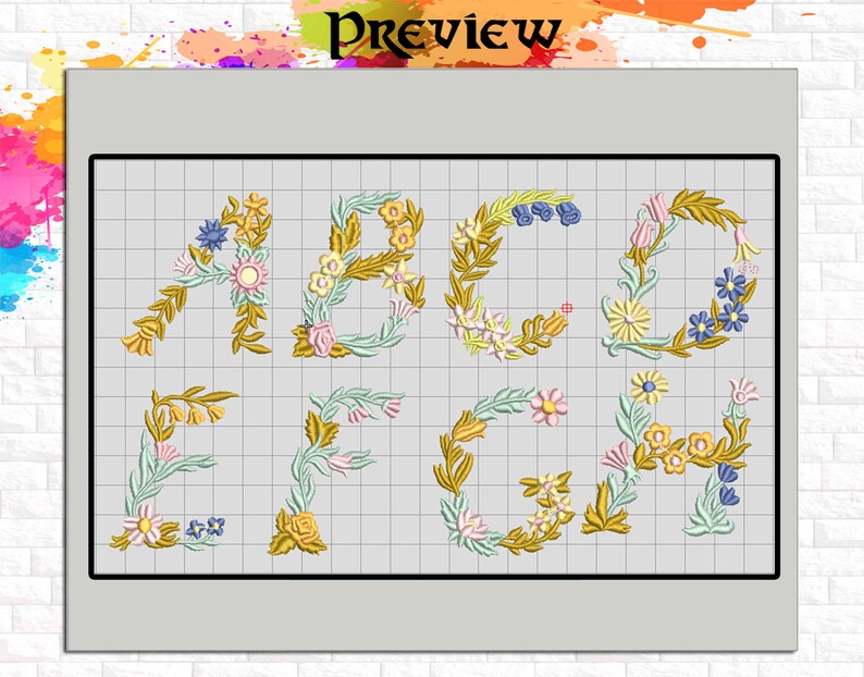 Floral Alphabet Embroidery Design 5 Font Machine - Etsy