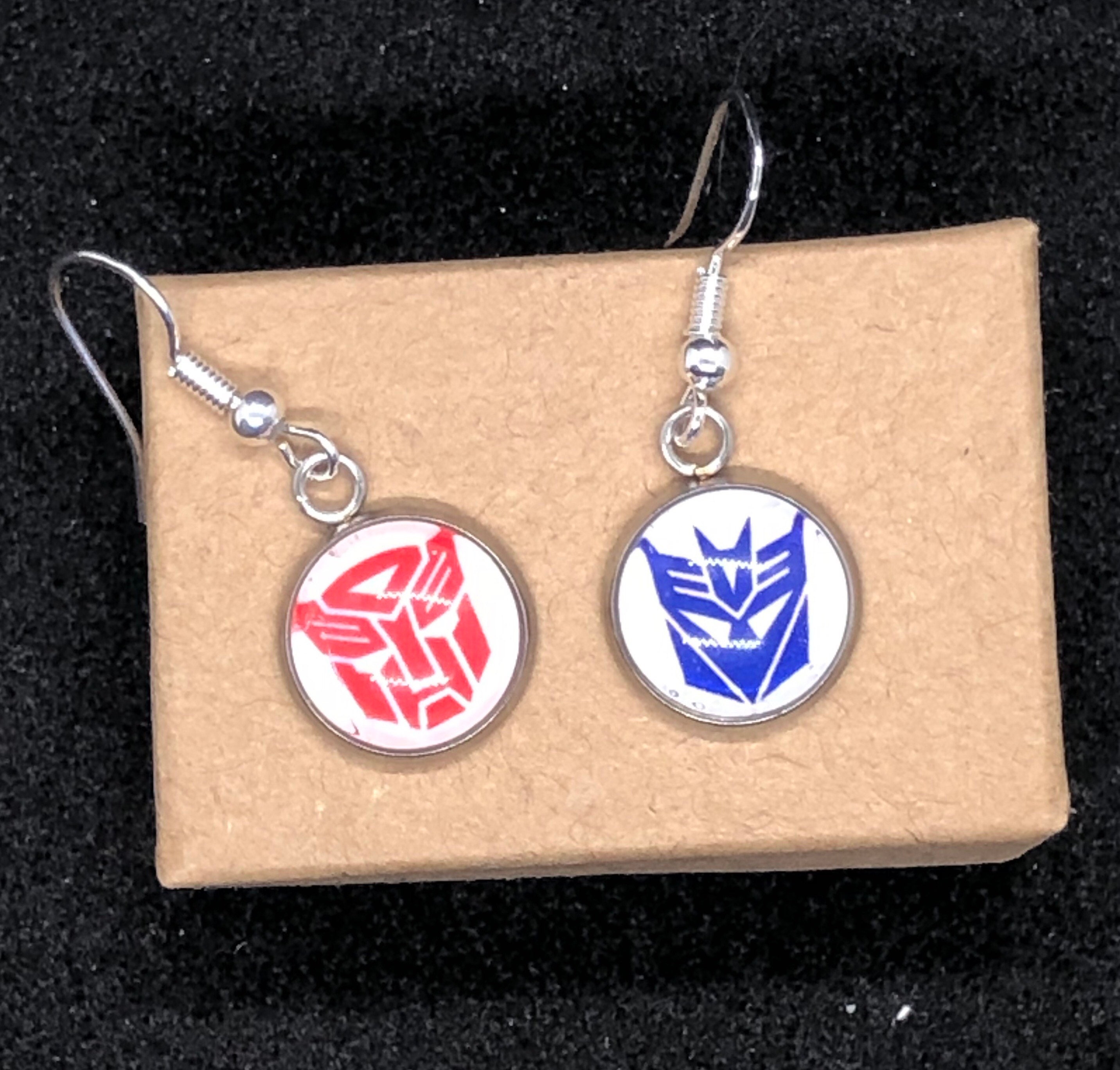 Transformers Inspired 12mm 80’s Retro Cartoon Earrings Decepticon and ...