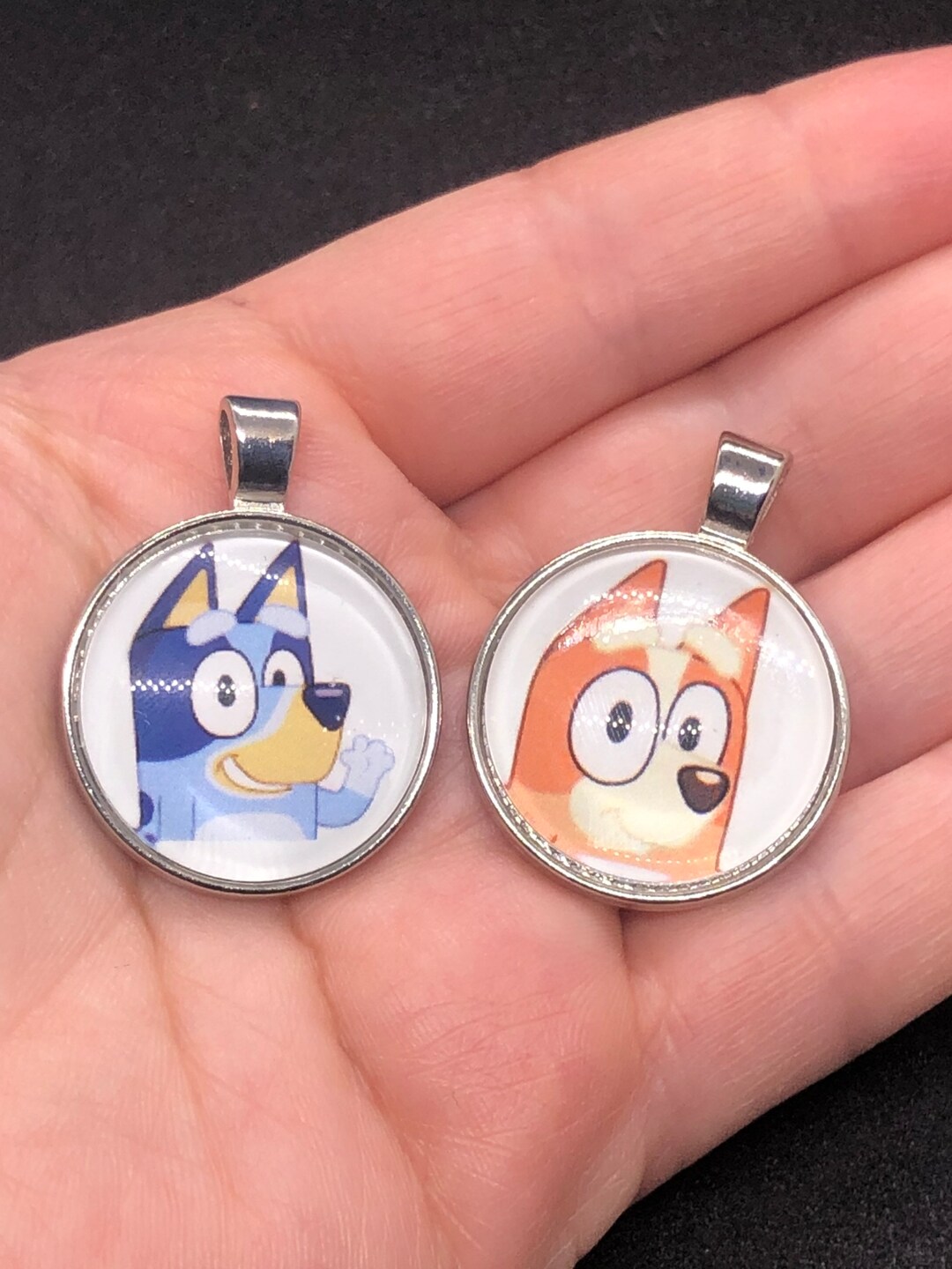 Large Bluey Inspired Inspired Glass Cabochon Necklace and Pendant on ...