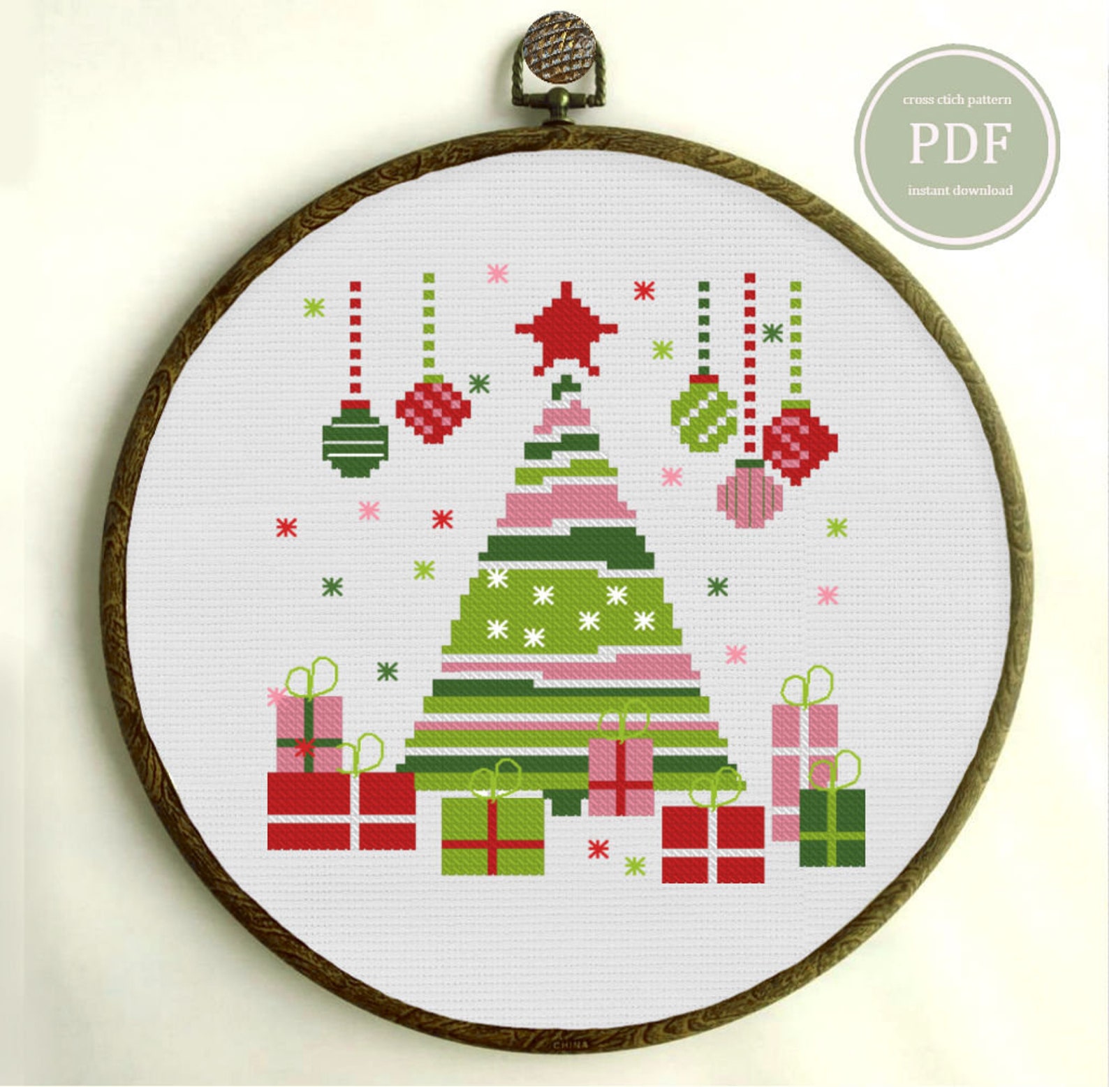 Christmas Tree Cross Stitch Pattern PDF Gifts Tree Modern | Etsy