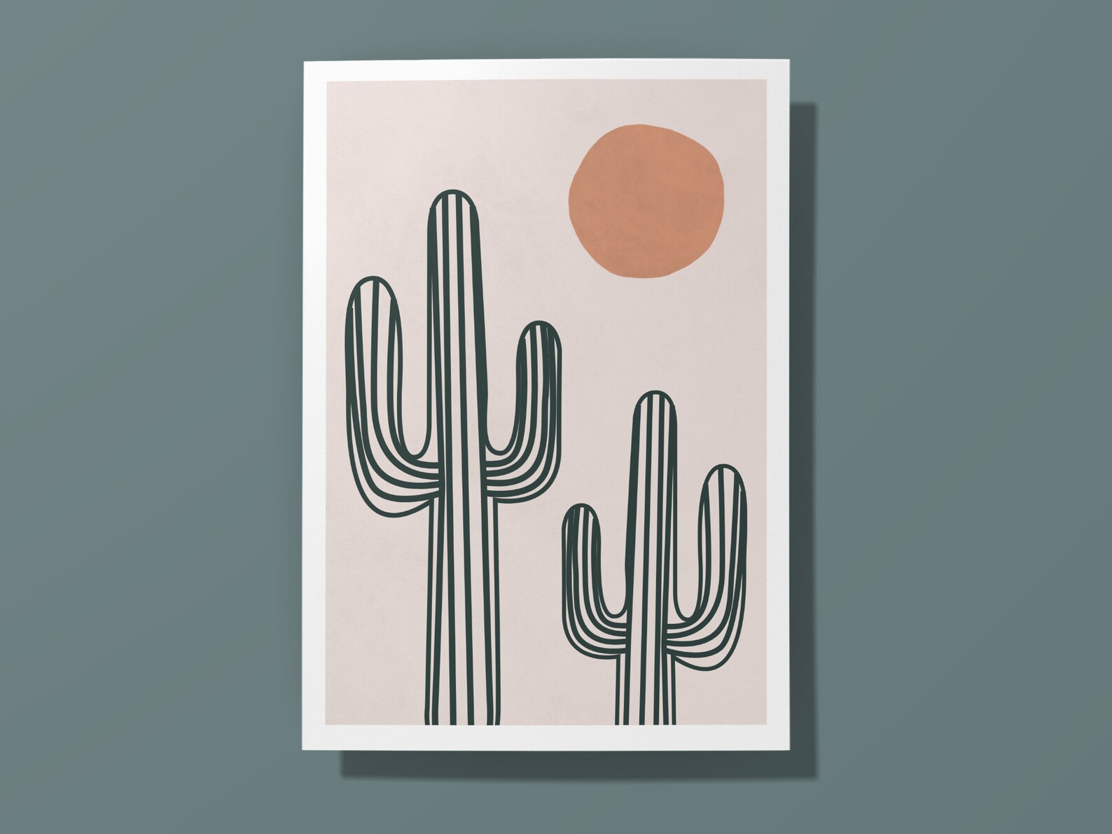 Boho Cacti Print Abstract Wall Art Cactus & Sun Home Décor | Etsy
