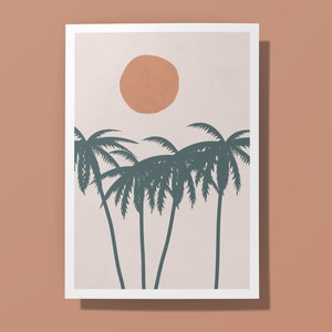 Boho Palm Tree Print, Abstract Wall Art, Textured Landscape, Home Décor ...