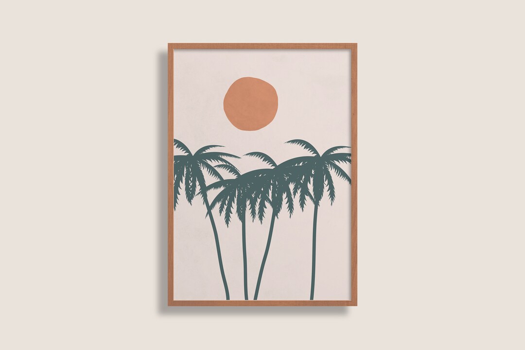 Boho Palm Tree Print, Abstract Wall Art, Textured Landscape, Home Décor ...