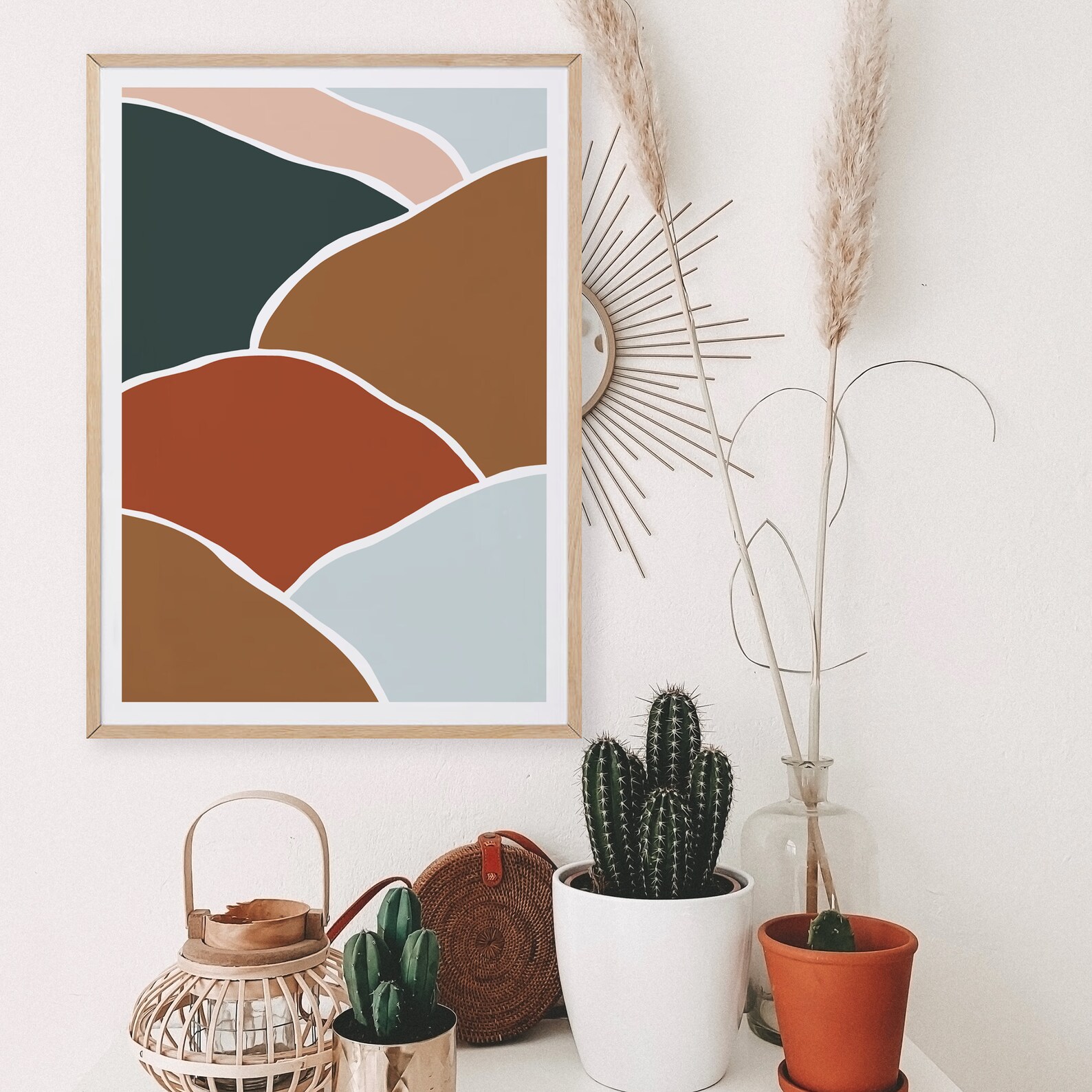 Boho Landscape Print Abstract Wall Art Colourful Mountain - Etsy UK