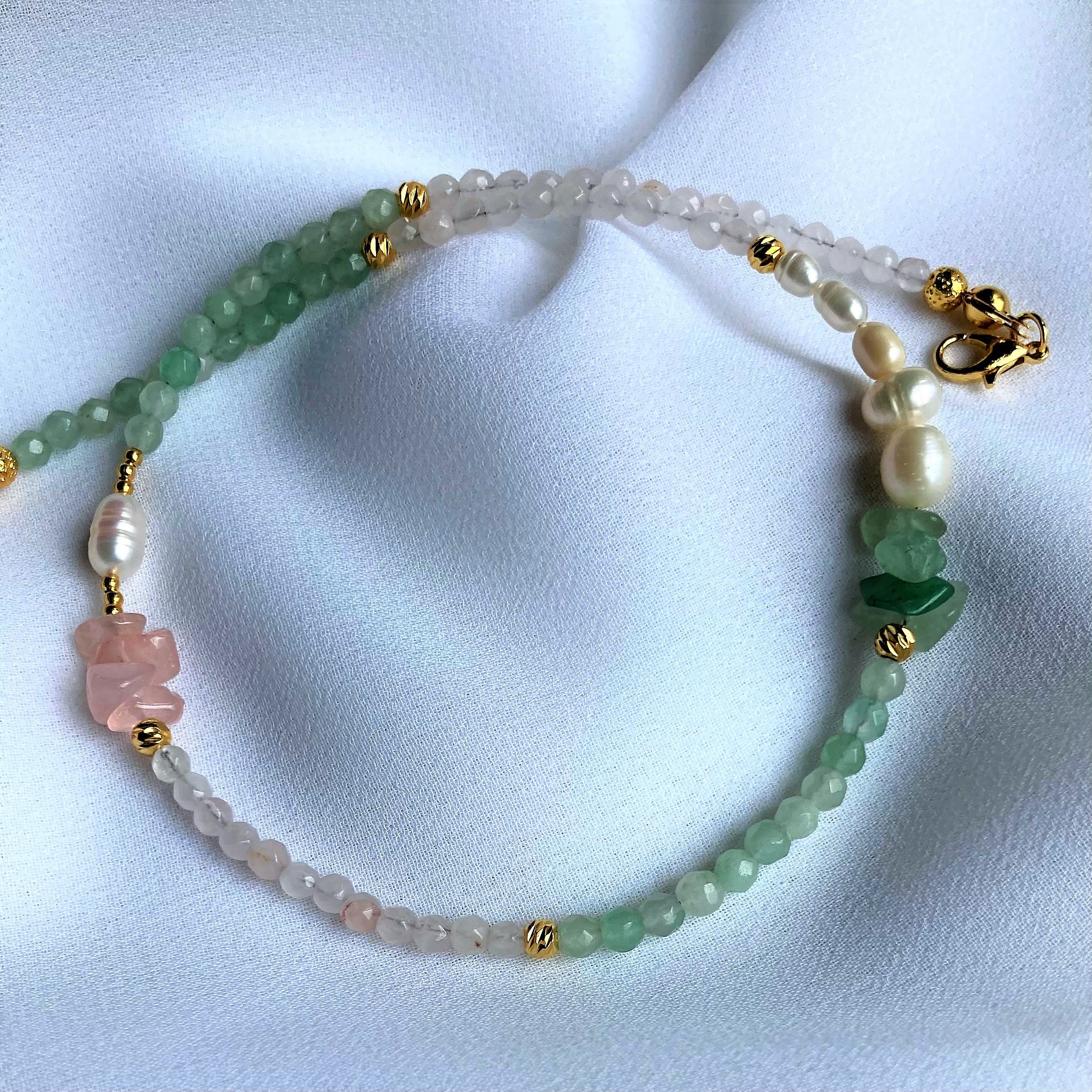 Pastel Necklace Necklace With Real Pearl and Natural Stone Aesthetic ...