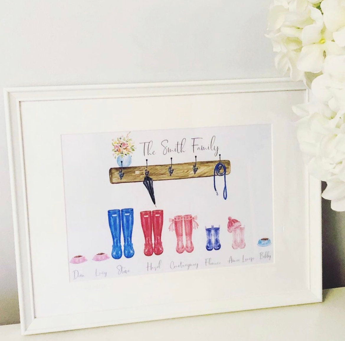 Family Welly Boot Print, Personalised Family Print, Welly Boot Family ...